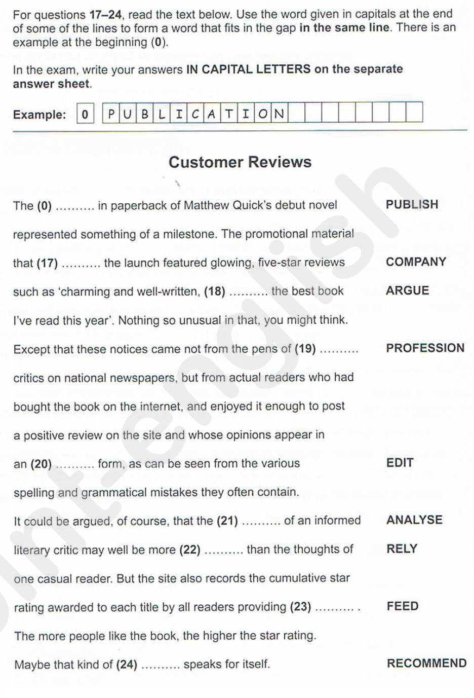 Advanced C1 PT+ Use of English Part 3. Interactive worksheet ...