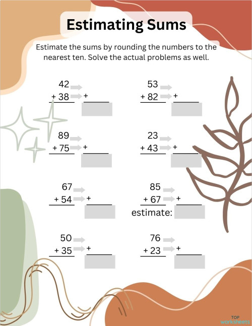 Estimating Sums. Interactive worksheet | TopWorksheets