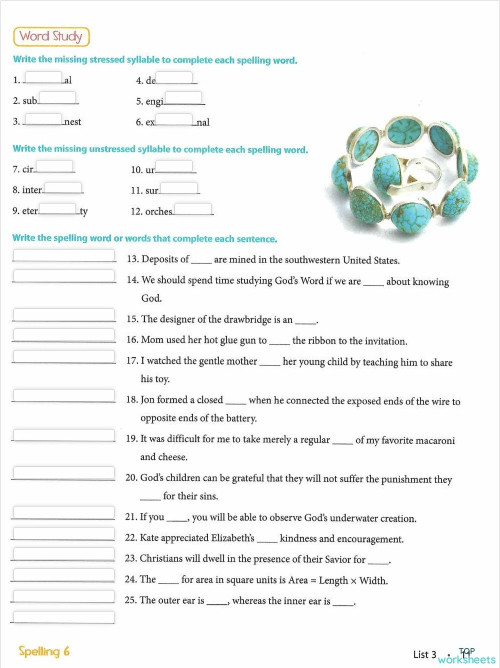 List 3: Word Study Pg 11. Interactive worksheet | TopWorksheets