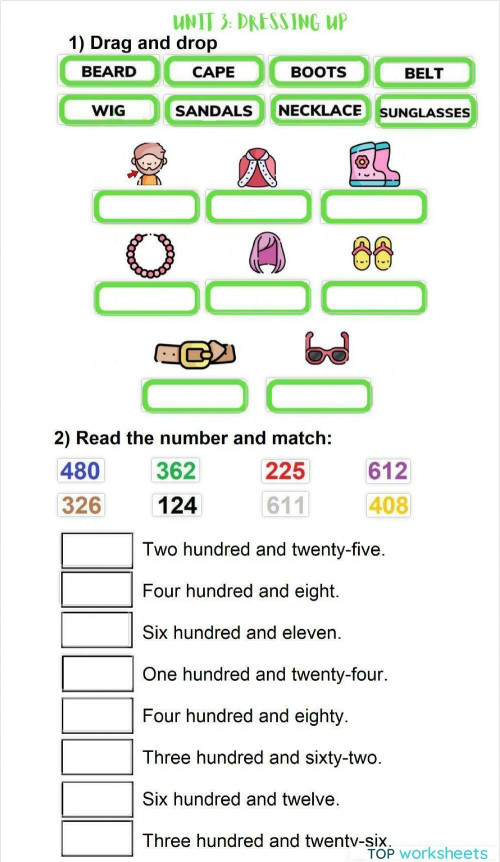 English3-Unit3-Dressing-up. Interactive worksheet | TopWorksheets