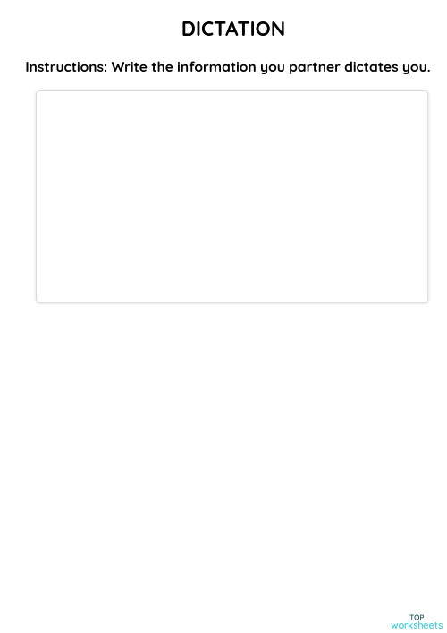 Dictation activity. Interactive worksheet | TopWorksheets