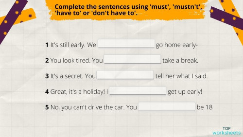 Modal verbs-obligation/advice-U5. Interactive worksheet | TopWorksheets