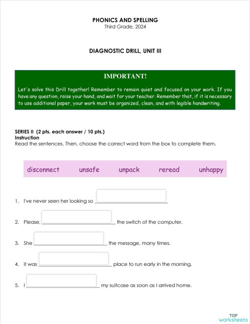 THIRD GRADE: III PHONICS DD. Interactive worksheet | TopWorksheets