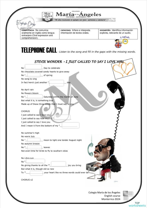 song to complete. Interactive worksheet | TopWorksheets