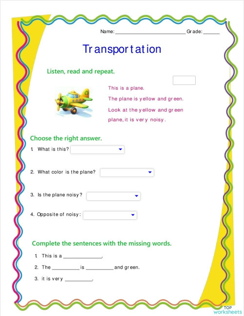 Transportation readings. Ficha interactiva | TopWorksheets