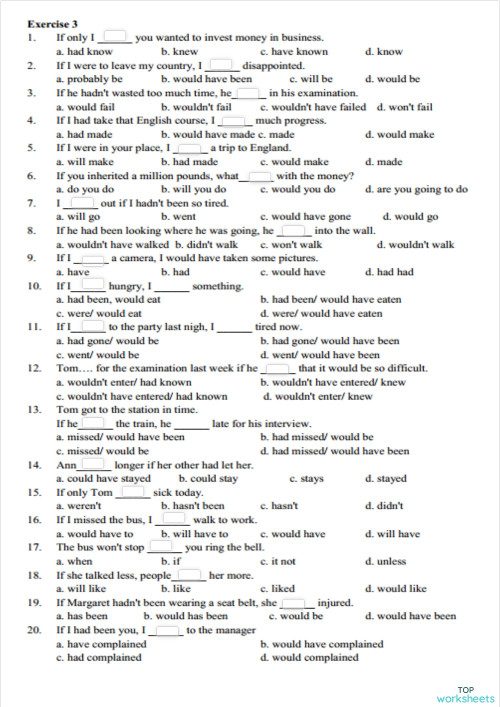 MIXED CONDITIONALS 04. Interactive worksheet | TopWorksheets