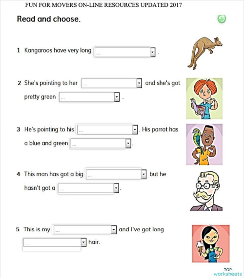 Part 6 movers - answer. Interactive worksheet | TopWorksheets