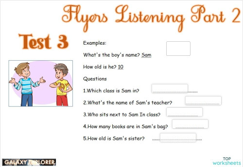 Flyers Listening Part 2_T3. Interactive worksheet | TopWorksheets