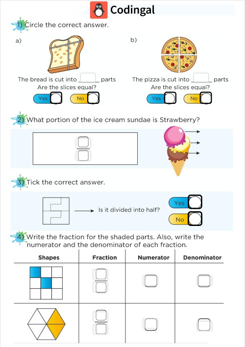 M_G02M13L62_WA01_Describing Fractions: Halves and Thirds. Interactive ...