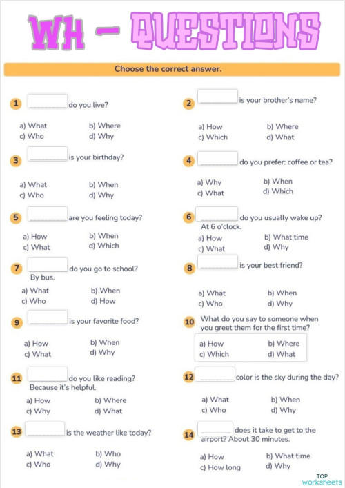 Beginner. Lesson 14. Interactive worksheet | TopWorksheets