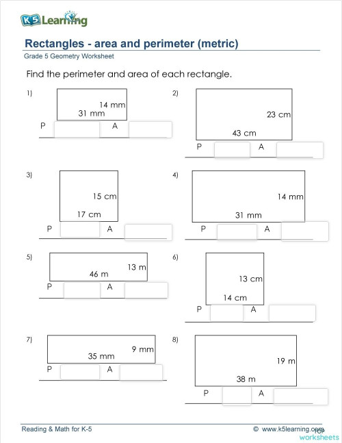 Rectangles area and perimeter 1. Interactive worksheet | TopWorksheets