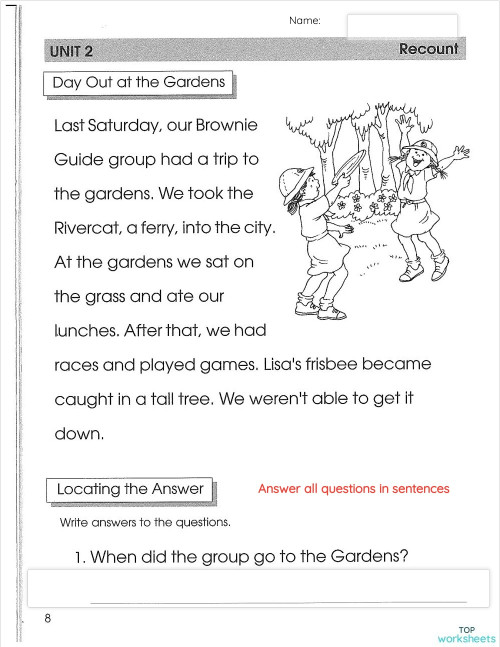 Unit 2 Day Out at the Gardens. Interactive worksheet | TopWorksheets
