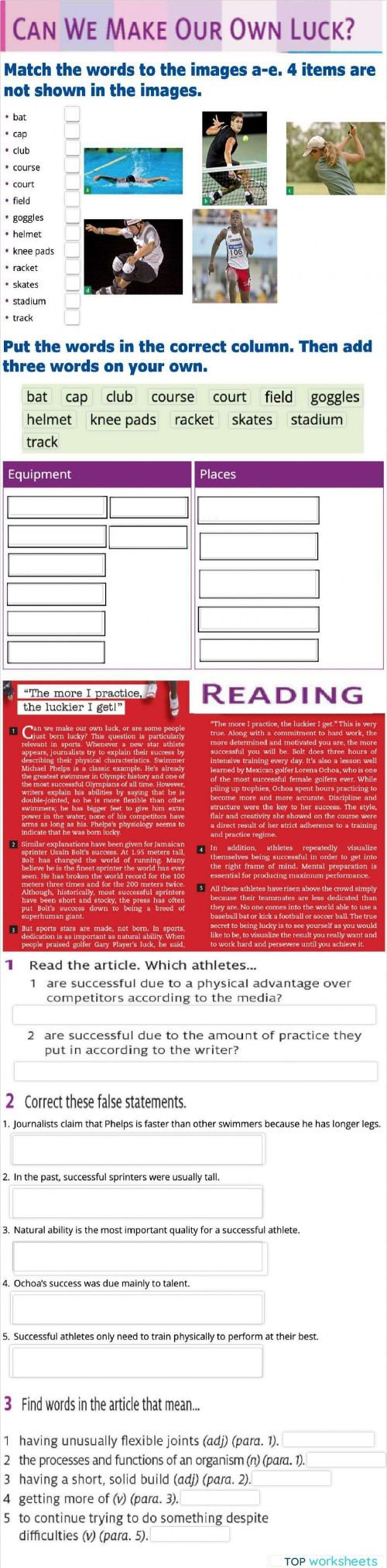 Int11unit09 can we make our own luck?. Interactive worksheet | TopWorksheets