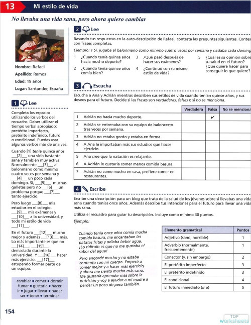 Estilo de vida 154. Ficha interactiva | TopWorksheets