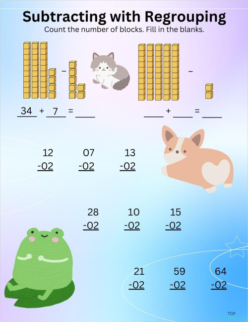 Subtracting With Regrouping Interactive Worksheet TopWorksheets Subtracting With Regrouping Interactive Worksheet TopWorksheets