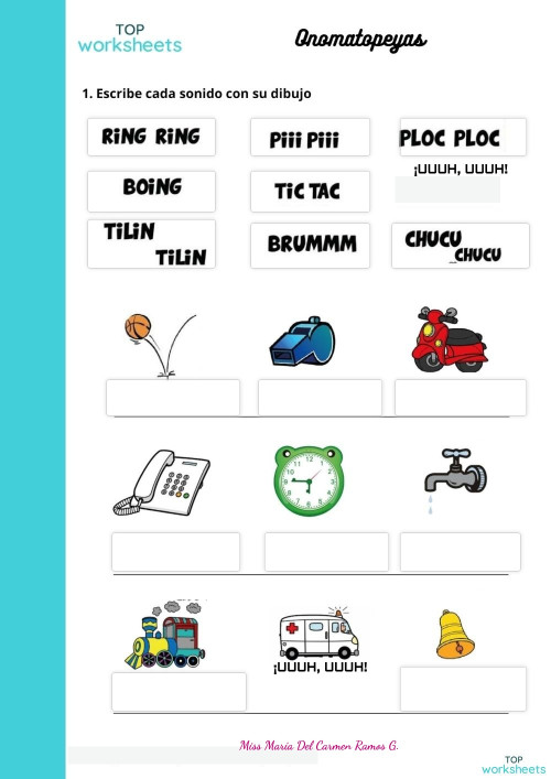 Hojas De Trabajo De Onomatopeyas De Segundo Grado