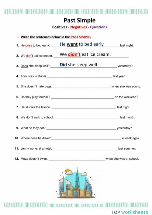 Access 8 - T1 - U3 - L 6 Past Simple A. Interactive worksheet | TopWorksheets