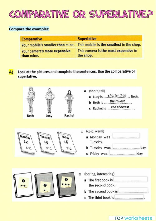 Comparative or Superlative?. Interactive worksheet | TopWorksheets