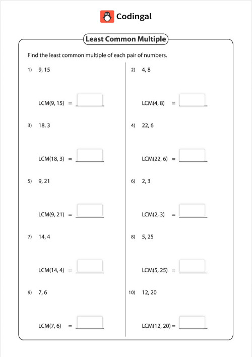 M_G06T01_WC02_LCM. Interactive worksheet | TopWorksheets