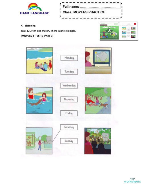 ESL04_UNIT 6.7_MOVERS PRACTICE. Interactive worksheet | TopWorksheets
