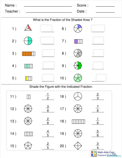 Visual Fractions. Interactive worksheet | TopWorksheets