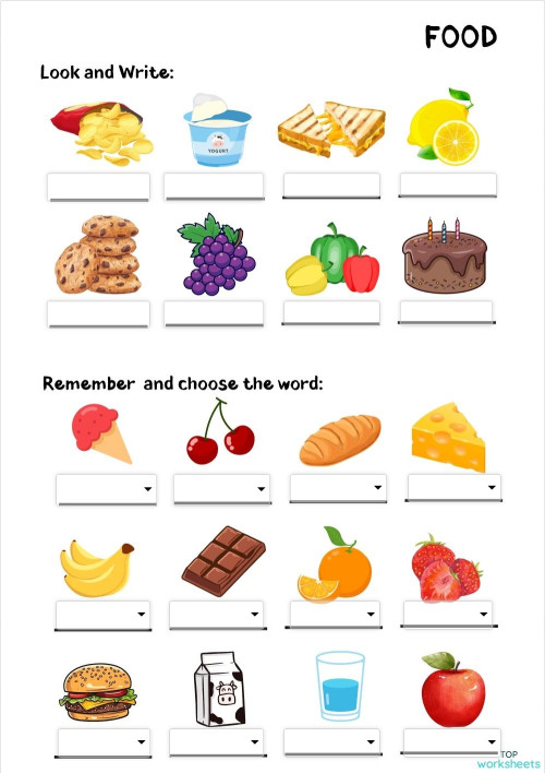 Food Vocabulary. Interactive worksheet | TopWorksheets