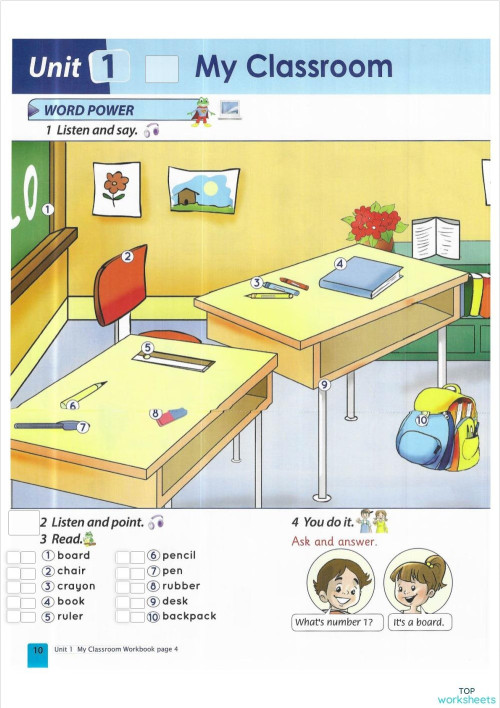 Early World of English 1 Unit 1. Interactive worksheet | TopWorksheets