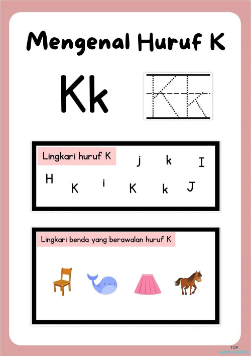 MENULIS HURUF K. Lembar kerja interaktif | TopWorksheets