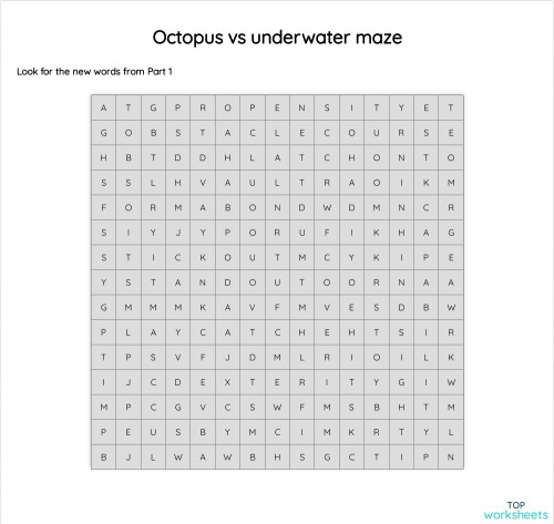 Octopus vs underwater maze. Interactive worksheet | TopWorksheets