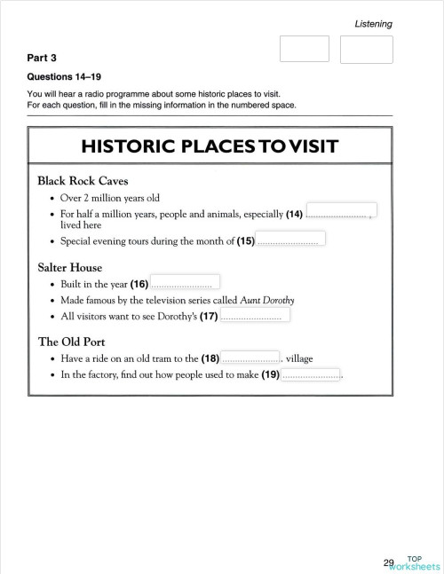 PET 6 Test 1 Part 3. Interactive worksheet | TopWorksheets