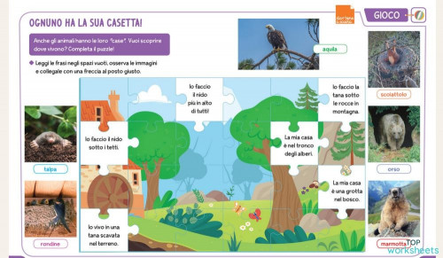 Ognuno ha la sua casetta. Interactive worksheet | TopWorksheets