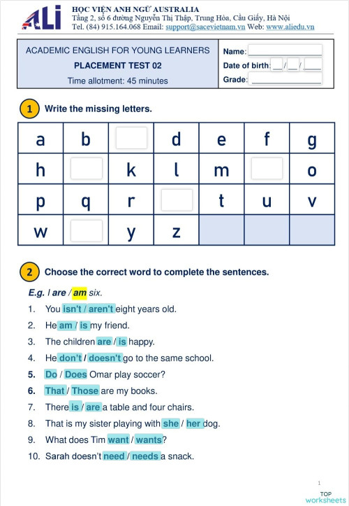 Example-worksheet. Interactive worksheet | TopWorksheets