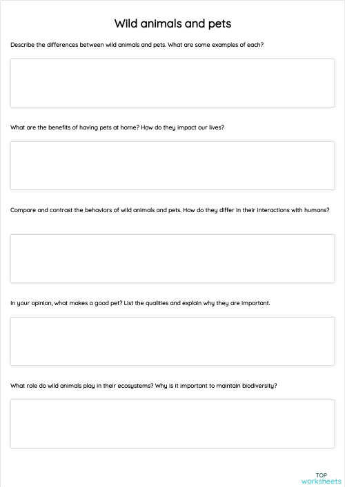 Wild animals and pets. Interactive worksheet | TopWorksheets