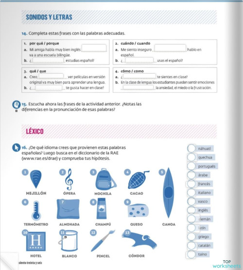 El español y tú 3. Ficha interactiva | TopWorksheets