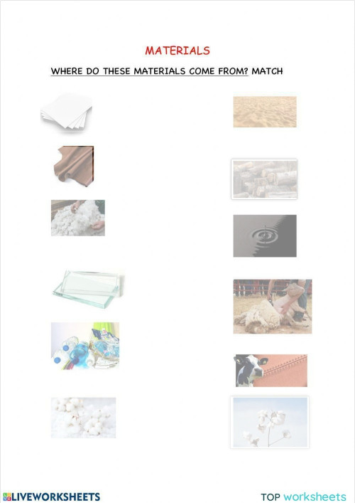 Where do these materials com from?. Interactive worksheet | TopWorksheets