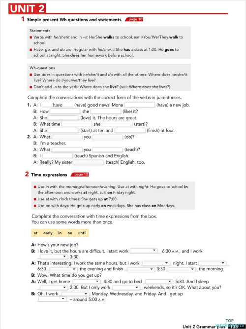 Unit 2 Grammar Plus. Interactive worksheet | TopWorksheets