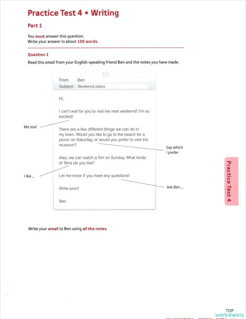 B1 - Exam Trainer - Test 4 - Writing. Interactive worksheet | TopWorksheets
