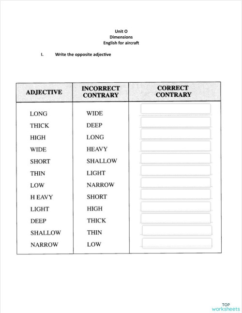 Dimensions 1 EFA. Ficha interactiva | TopWorksheets