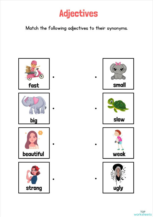 scheda sugli aggettivi in inglese. Interactive worksheet | TopWorksheets