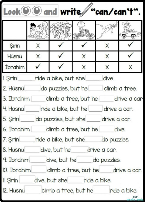 Can or Can’t. Interactive worksheet | TopWorksheets