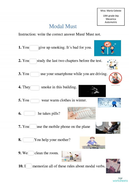 Modal Must. Interactive worksheet | TopWorksheets