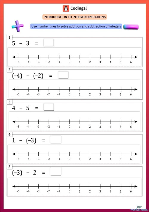 M_G06M03L05_WC01_ Adding_and_Subtracting_Integers_1. Interactive worksheet | TopWorksheets