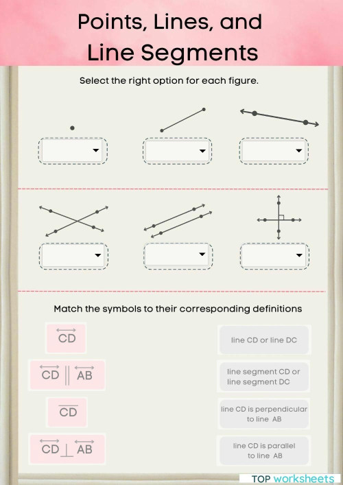 Identifying Points Lines And Line Segments Interactive Worksheet Topworksheets