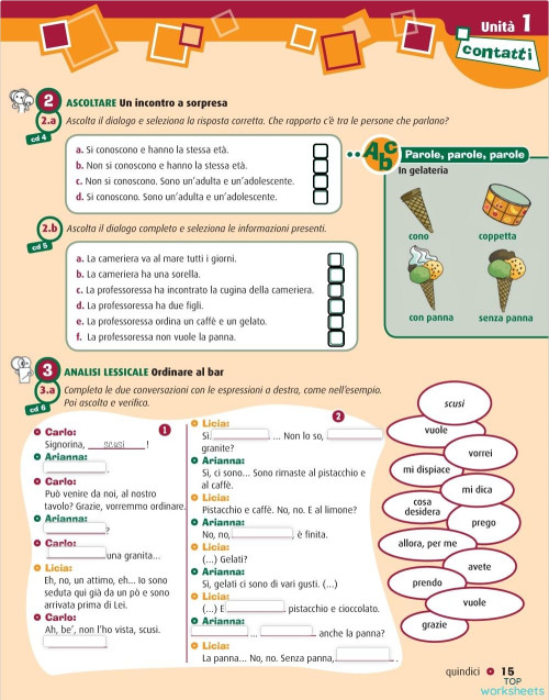 ASCOLTO E COMPRENSIONE. Scheda interattiva | TopWorksheets
