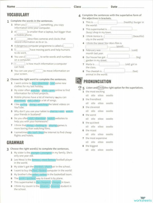 Prepare 6 Unit 12. Interactive worksheet | TopWorksheets