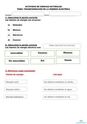 ACTIVIDAD DE CIENCIAS NATURALES TEMA: TRANSFORMACIÓN DE LA ENERGÍA ...
