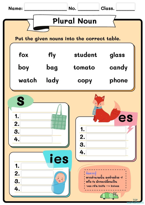 Plurals | Worksheet. Interactive worksheet | TopWorksheets