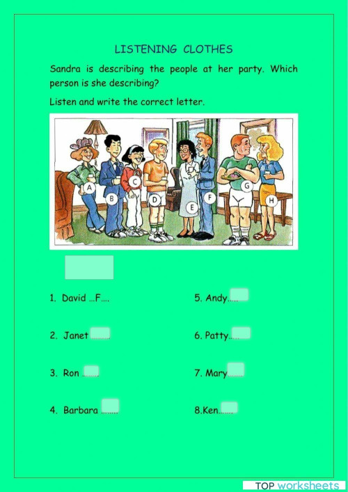 Listening clothes. Interactive worksheet | TopWorksheets