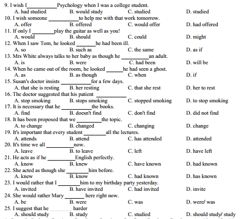MODULE 21: THỨC GIẢ ĐỊNH - THE SUBJUNCTIVE MOOD. Interactive worksheet ...