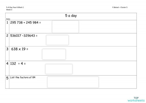 5 A-Day week 3 (2). Interactive worksheet | TopWorksheets
